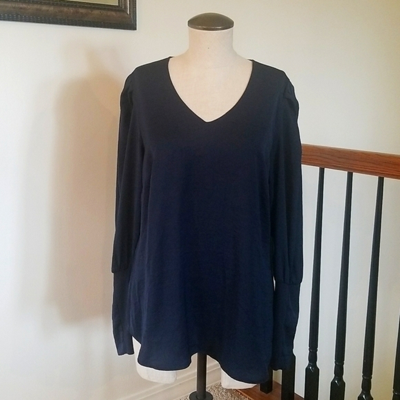 CAbi | Tops | Deep Blue Cabi V Neck Satin Deep Blue Top Blouse | Poshmark